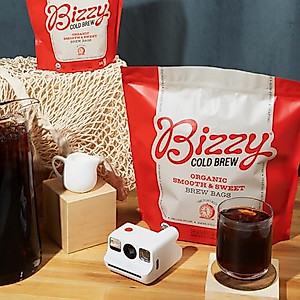 Bizzy Organic Cold Brew Coffee | Smooth & Sweet Blend | Coarse Ground Coffee | Medium Roast | Micro Sifted | Specialty Grade | 100% Arabica | Brew Bags | 12 Count | Makes 42 Cups