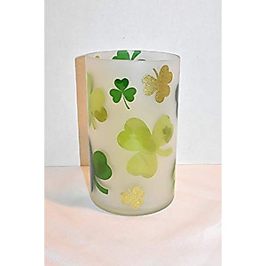 Yankee Candle New Green & Gold Shamrocks St Paddy Glass Jar Candle Holder