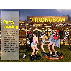 HARZHI 360 Photo Booth 80CM + 24V Battery,360 Slow Motion Photo Booth 31.5" with Honeycomb Case Automatic 360 Spin Camera Machine for Parties Christmas Wedding 3-5 People
