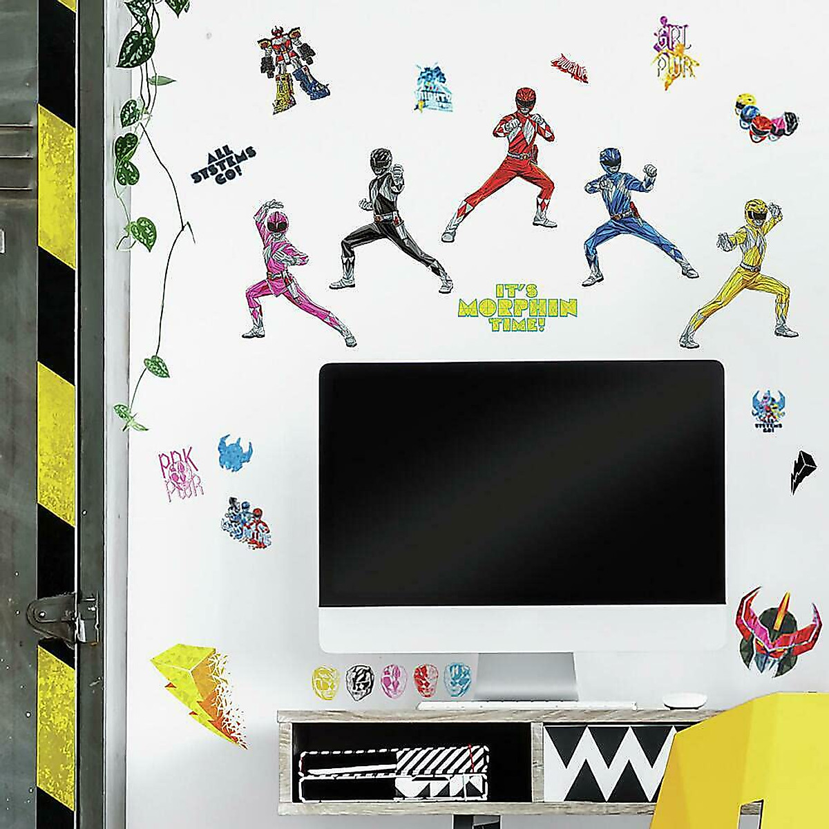 RoomMates RMK4454SCS Power Rangers Peel and Stick Wall Decals, Pink, Red, Blue, Yellow