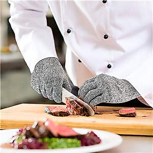 YINENN 2 Pairs (4 Gloves) Cut Resistant Gloves Food Grade Level 5 Protection,Kitchen Cut Gloves for Oyster Shucking,Fish Fillet Processing,Mandolin Slicing,Meat Cutting,Wood Carving-(Medium)