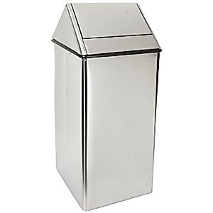 Witt Industries 1511HTSS Stainless Steel 36-Gallon Waste Watcher Hamper and Swing Top Receptacle, Square, 19" Width x 19" Depth x 39" Height, Silver