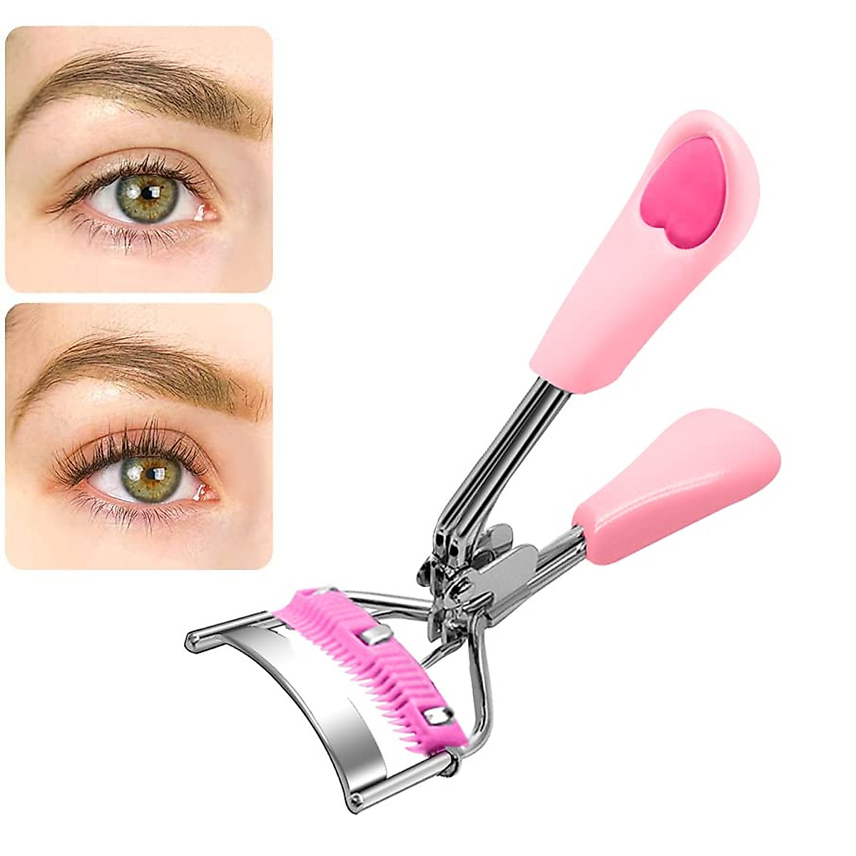 Eyelash Curler Stainless Steel with Brush Mascara Muffle False Eyelashes Accessory Best Professional Tool for Lashes Curls Pinkiou