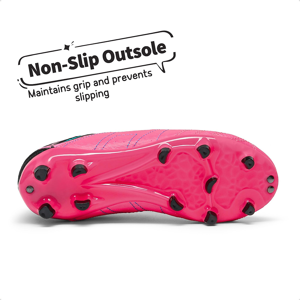 DREAM PAIRS Boys Girls Soccer Football Cleats Shoes for Little Kid/Big Kid,Size 10 Toddler,Fuchsia/Black/Cyan,160471-K