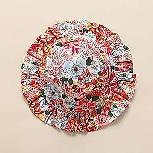 Toddler Infant Girl Flower Dress + Sun Hat 2Pcs Summer Boho Floral Ruffle Sleeve Tutu Dresses Baby Clothes Set (12-18 Months, Yellow)