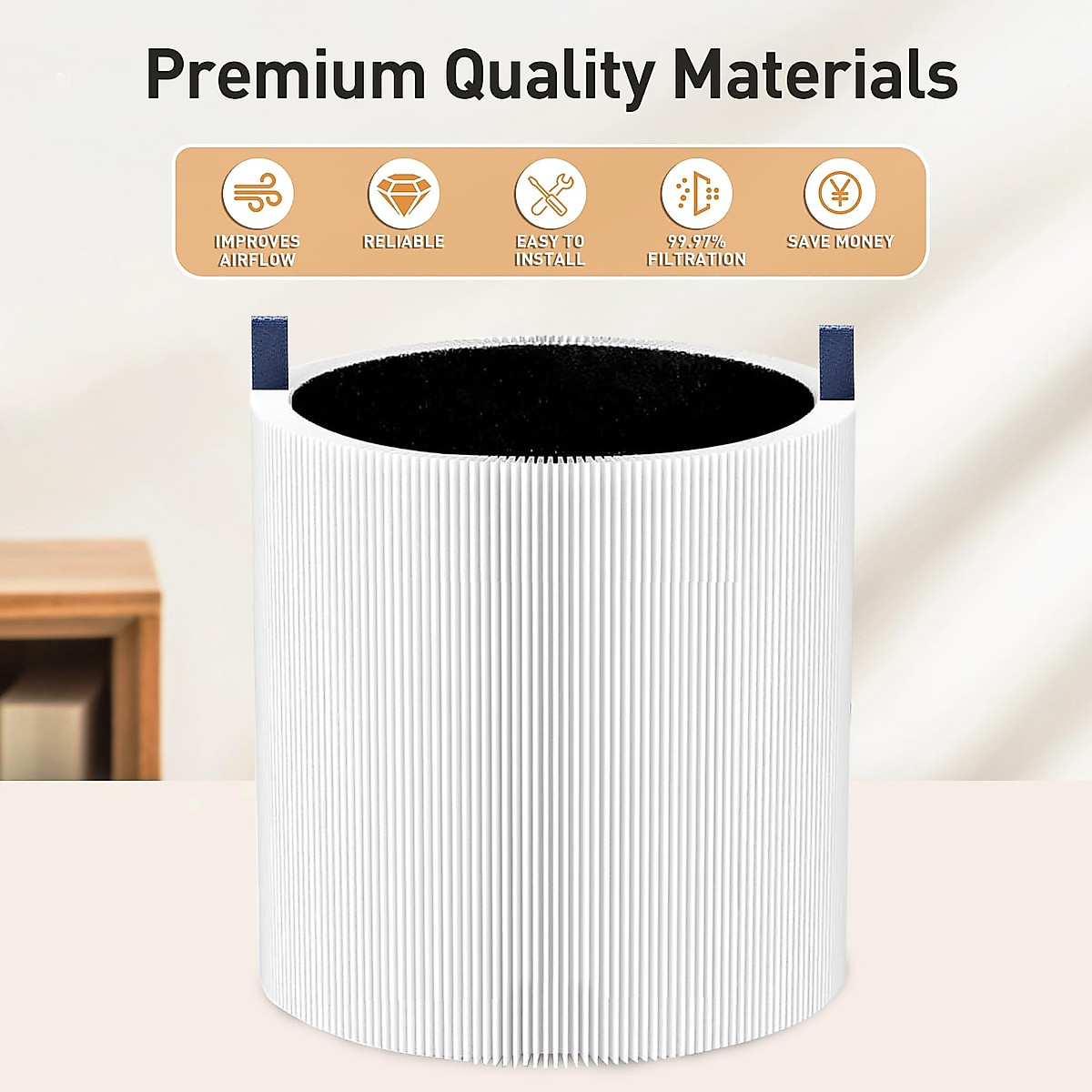 2 Pack Blue Pure 511 Filter Replacement Compatible With Blueair Blue Pure 511 Air Cleaner. Fit For Blue Air 511 Filter Replacement. 3-In-1 True HEPA Filter With Activated Carbon Filter.