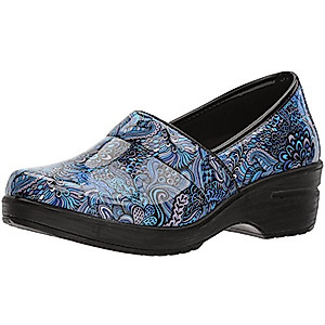 Easy Works Women's LYNDEE Health Care Professional Shoe, Blue pop Patent, 9 Wide