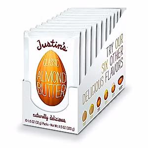 JUSTIN'S Classic Gluten-Free Almond Butter Squeeze Packs, 1.15 Ounce (Pack of 10)