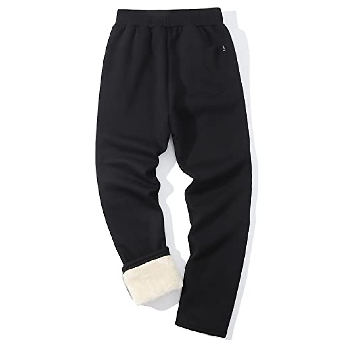 Flygo Men's Winter Warm Active Fleece Joggers Pants Athletic Sherpa Lined Sweatpants(02 Black-L)