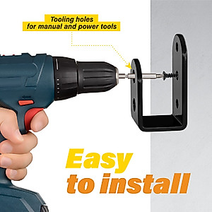 2x4 Door Barricade Bracket Heavy Duty Open Bar Security Holder Bracket Security Bar Door Stopper Fits 2x4 Boards Lumber Door Jammer and Tool Hanger for Your Home Barn Shed Garage Gate (Black-Set4-M2)