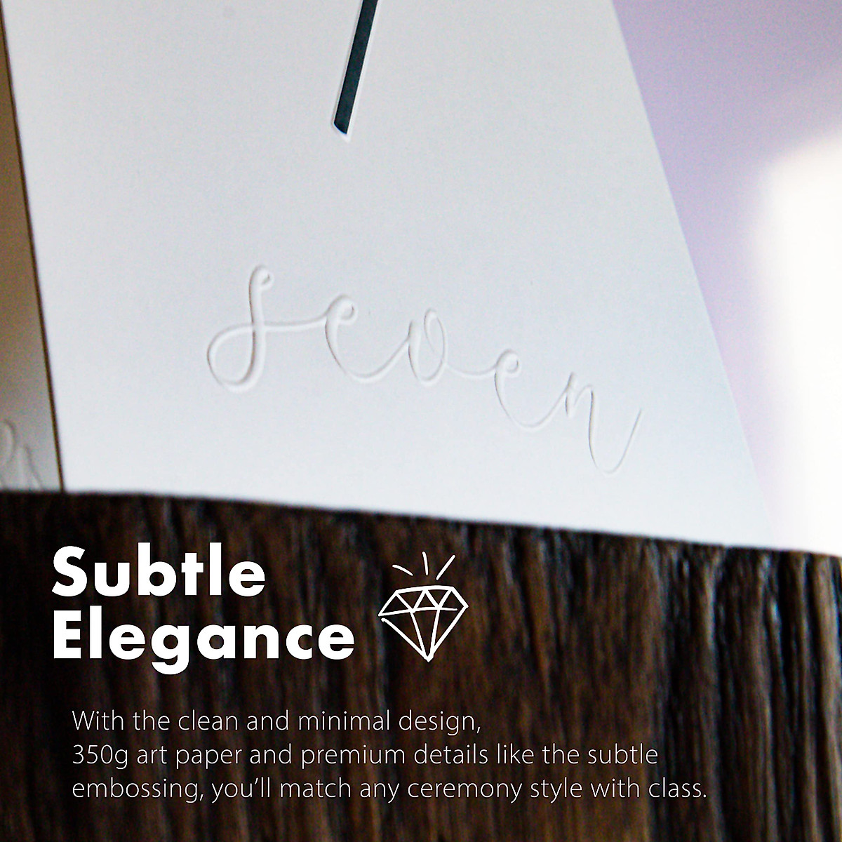 Siko Table Numbers 1-20 - Double Sided Wedding Table Numbers with Head Table Card & Embossed Details - 4x6 inches, Self-Standing Table Cards for Wedding Reception | Perfect for Special Occasion Events