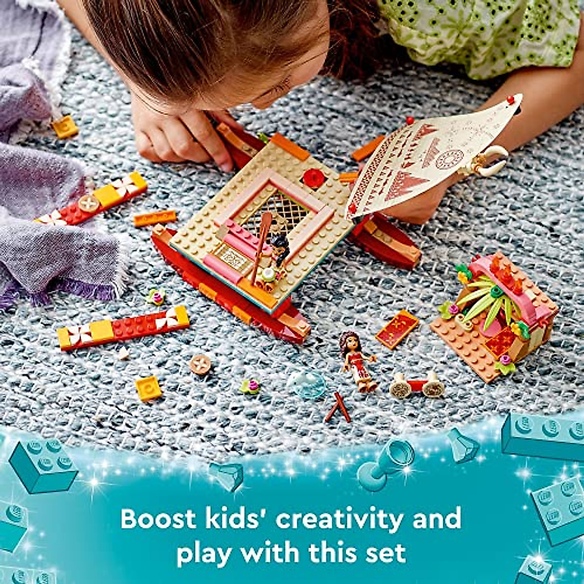 LEGO Disney Princess Moana's Wayfinding Boat Building Toy 43210 Disney Princess Toy Set with Moana and Sina Mini-Dolls, Dolphin Figure, Disney-Inspired Pretend Play Toy for Kids Boys Girls Ages 6+