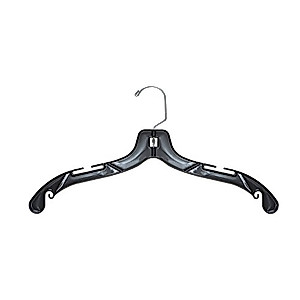 NAHANCO 2507 Plastic Shirt/Dress Hanger with Chrome Swivel Hook, Medium Weight, 17", Black (Pack of 100)