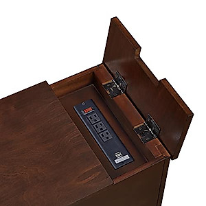 Ball & Cast End Table with Charging Station Chair Side Table Built-in USB Ports & Outlets, Dark Brown