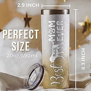 Onebttl Dog Mom Gifts, Dog Lover Gifts for Women, Best Dog Mom Ever, 20 oz Glitter Silver-Gold Insulated Tumbler - Mastiff Mom