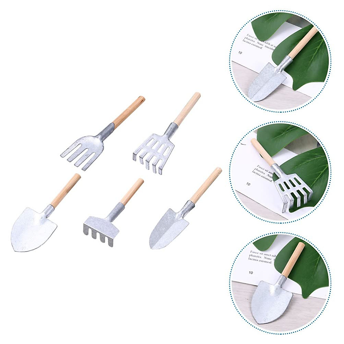 5Pcs Mini Garden Tool Set, Bonsai Flower Mini Shovels Multi- Function Shovels Gardening Tool Decors Transplanting Tools Miniature Planting Gardening Tool Set for Indoor