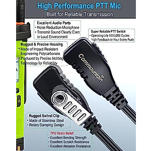 commountain CP200D CLS1410 Earpiece Compatible for Motorola Radios R2 CLS1110 CP100D CP200 CP185 BPR40 BPR40D DTR700 DTR650 RDU4100 RDU4160D RMU2040 RMU2080D CLS CP, G Earhook Headset Ear Piece-2 Pack