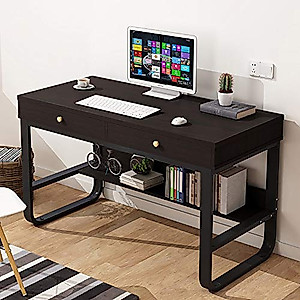 TOPYL Computer Desk Modern Sturdy Office Desk,Dressing Table,Desk with 2 Drawers,Writing Desk Workstation,Home Office Study Desk
