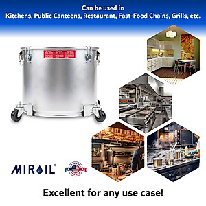 MirOil 40LC Restaurant Oil Caddy | Gasketed Safety Lid with Quick Lock Clips | Fryer Capacity Up to 35 lbs | Caster Wheel Base Included