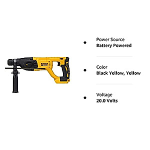 DEWALT DCH133B 20V Max XR Brushless 1” D-Handle Rotary Hammer Drill (Tool Only) (Renewed)