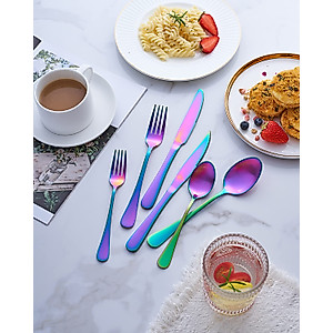 Joincook Matte Silverware Set with Steak Knives,Stainless Steel Flatware Set,24 Pieces Set Cutlery Utensils Set Service for 4,Spoons and Forks Set, Dishwasher Safe