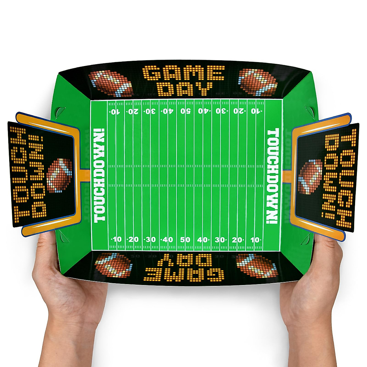 Gatherfun Football Party Supplies Kit for 36: Large Football Food Plates, Disposable Bowls,Nacho Trays - Ideal Football Party Decorations and Favors for Birthday and Tailgate Partie