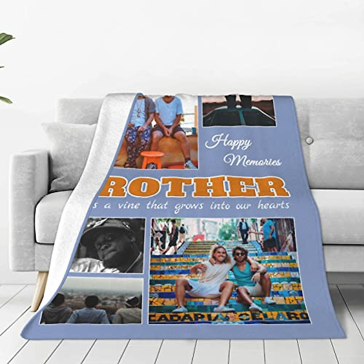 Custom Blankets with Photos, Gift for Brother, Personalized Blankets Gift for Brother, Super Soft Customized Fleece Throw Blankets