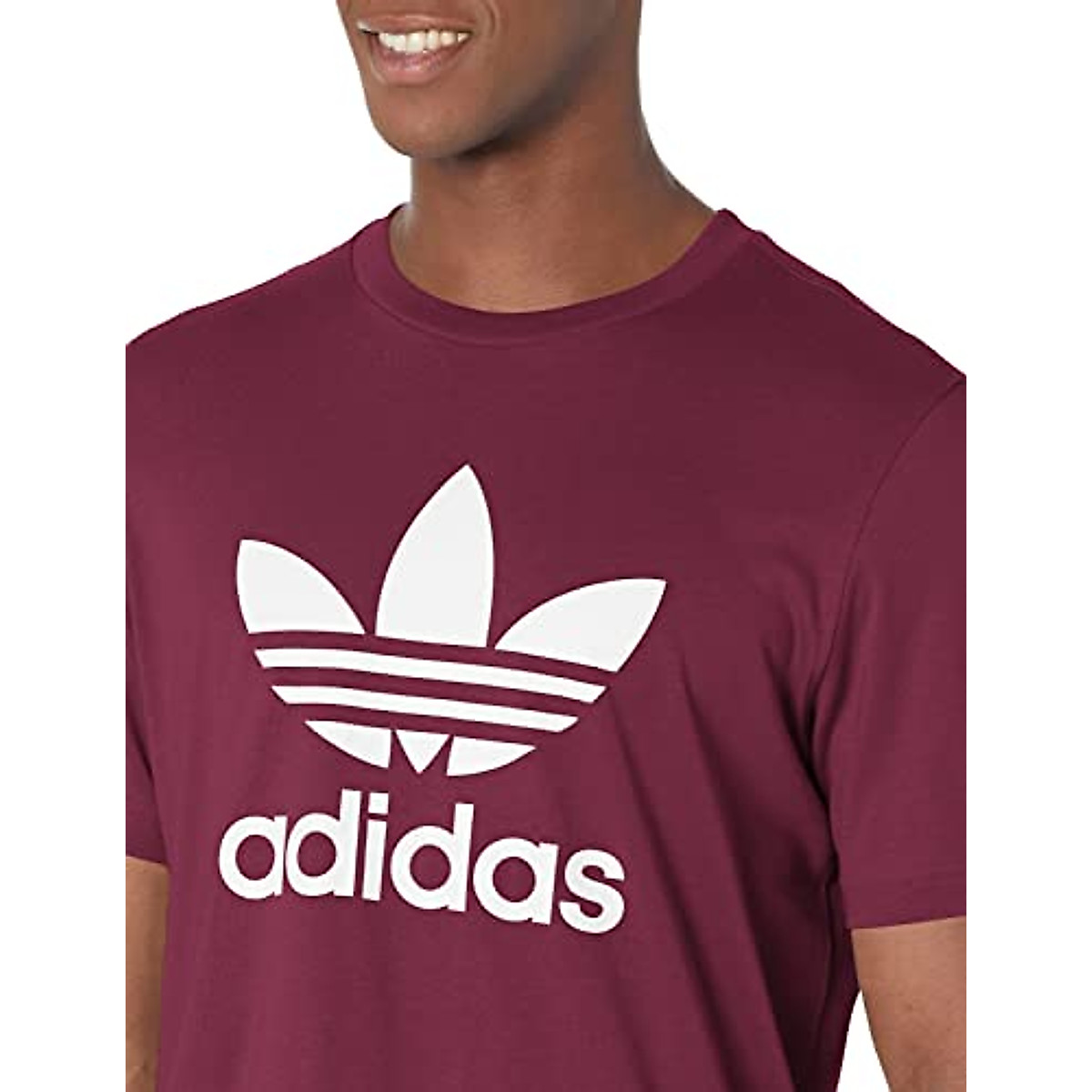 adidas Originals Men's Adicolor Trefoil Tee, Victory Crimson/White, X-Small