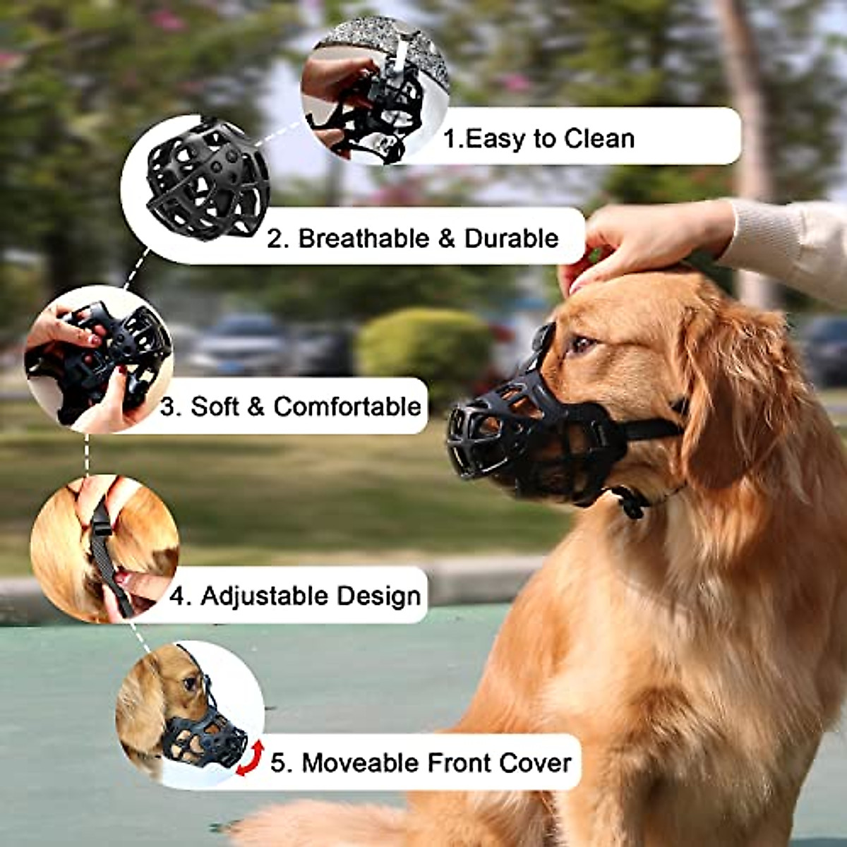 Dog Muzzle for Large Dogs, Dog Muzzles for Biting, Breathable Adjustable Basket Muzzle Comfortable for German Shepherd, Australian Shepherd, Golden Retriever, Labrador Retrieve-XL