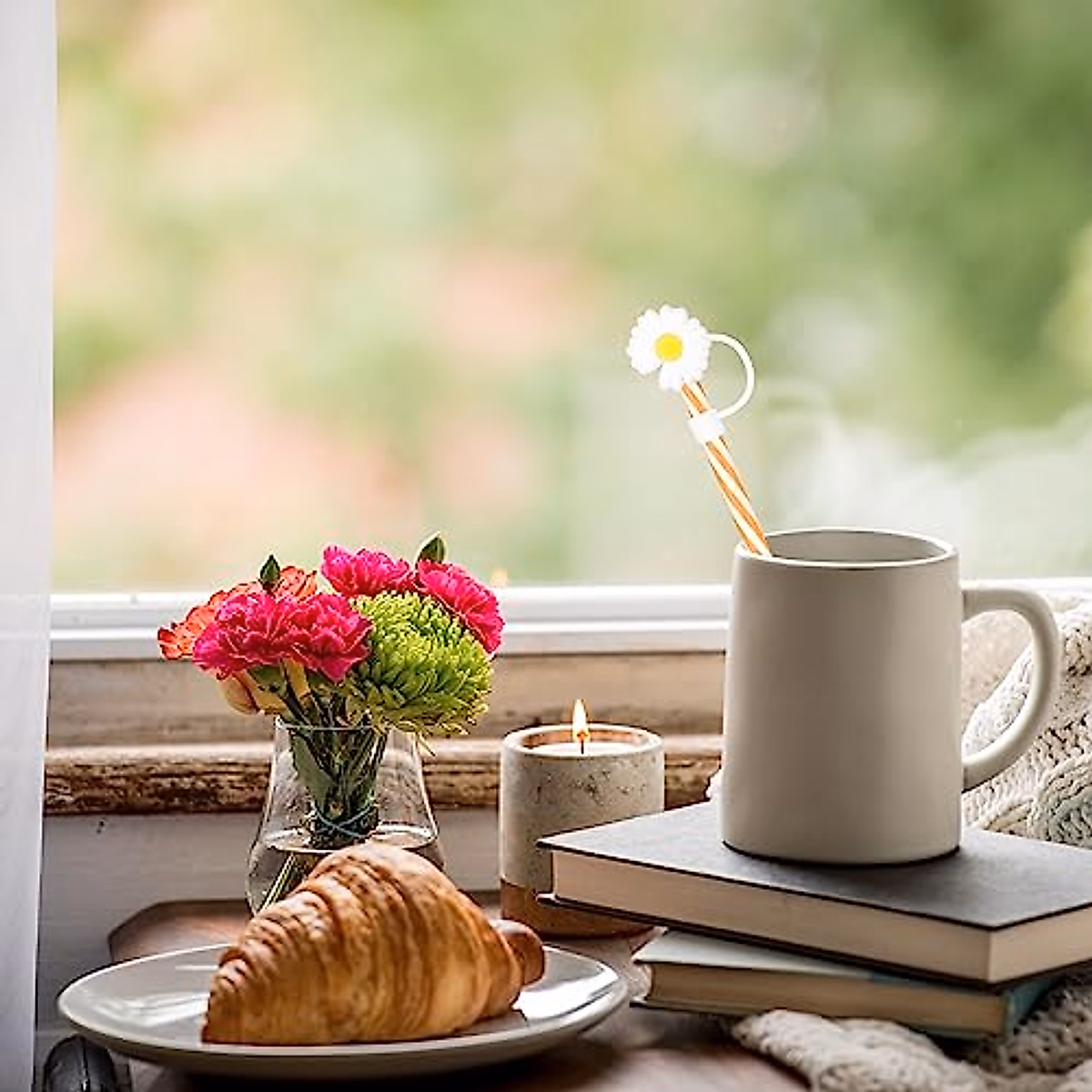 Funspread 10PCS Straw Caps Covers, 8mm Drinking Straw Covers For Reusable Straws, Straw Protector Cover, Silicone Straw Covers Cap, Straw Toppers for Tumblers (10pcs)