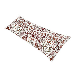 Sweet Jojo Designs Ivory Orange Boho Vintage Floral Women Girl Body Pillow Cover Case Decorative Accent Long Couch Kids Bed Pregnancy Pillowcase 54x20 - Bohemian Wildflower Botanical Farmhouse Fringe