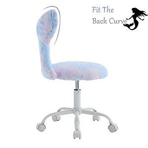 Guyou Fuzzy Cute Kids' Desk Chair Mermaid Back Chair Colorful Adjustable Study Chair Swivel Rolling Chair for Teen Girls Boys/Bedroom/Children Gift(Blue Colorful)