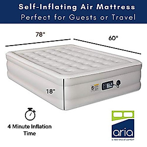 Aria Queen Raised Inflatable Air Mattress with Built-in Pump, Comfortable Air Bed for Travel or Guests
