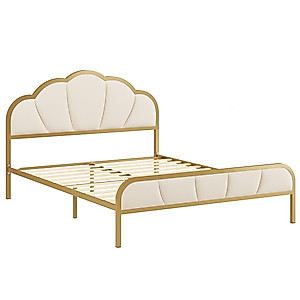 BOTLOG Full Bed Frame with Headboard, Platform Bed Frame Full Size with Wooden Slats Support, Easy Assembly, Noise-Free, No Box Spring Needed (Full)