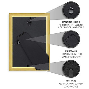 Langdon House 4x6 Picture Frames (Gold, 6 Pack), Contemporary Frame Set, Wall Mount or Table Top, Prosperity Collection