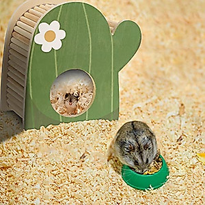 PAWCHIE Hamster Hide Small Animals Hideout - Wooden House Hut with Climbing Ladder, Hut Cage for Hamsters Gerbils Chinchillas Mice or Similar-Sized Pets