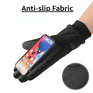 HOKMAH Winter Ski Gloves Waterproof for Women Warm Touchscreen, Warm Gloves for Cold Weather Winter Typing Gloves for Women (Black)