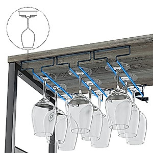 Amyove Wine Bar Cabinet with Detachable Rack, Glass Holder, Small Sideboard and Buffet Mesh Door, Grey