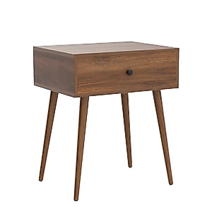 Mazefur Hidden Compartment Nightstands Set of 2, Concealment Furniture Mid Century Bed Side Table with Drawer, Hidden Storage End Table for Bedroom Living Room, Walnut Color