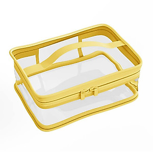 Transparent Makeup Bag Zipper Waterproof Handbag Portable Travel Storage Pouch 2 Pcs (Orange, Yellow)