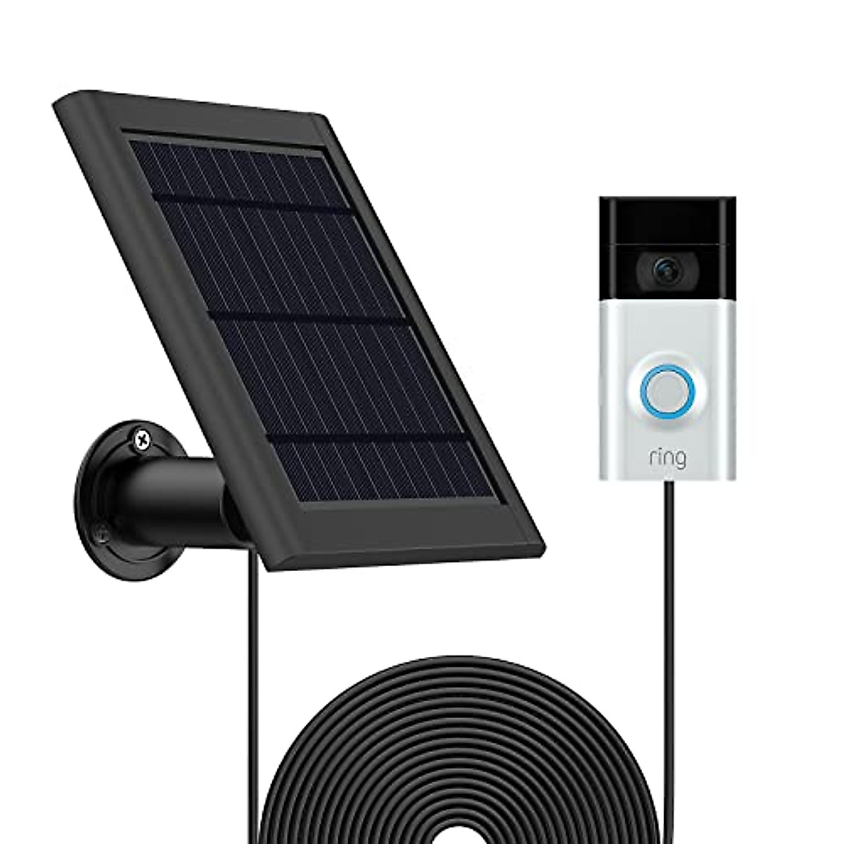 OLAIKE Solar Panel for Video Doorbell 4 & Doorbell 3/3 Plus & Doorbell 2, Weatherproof Continuous Charging,5V/3.5W (Max) Output, with 4M/13ft Power Cable (No Include Camera), Black