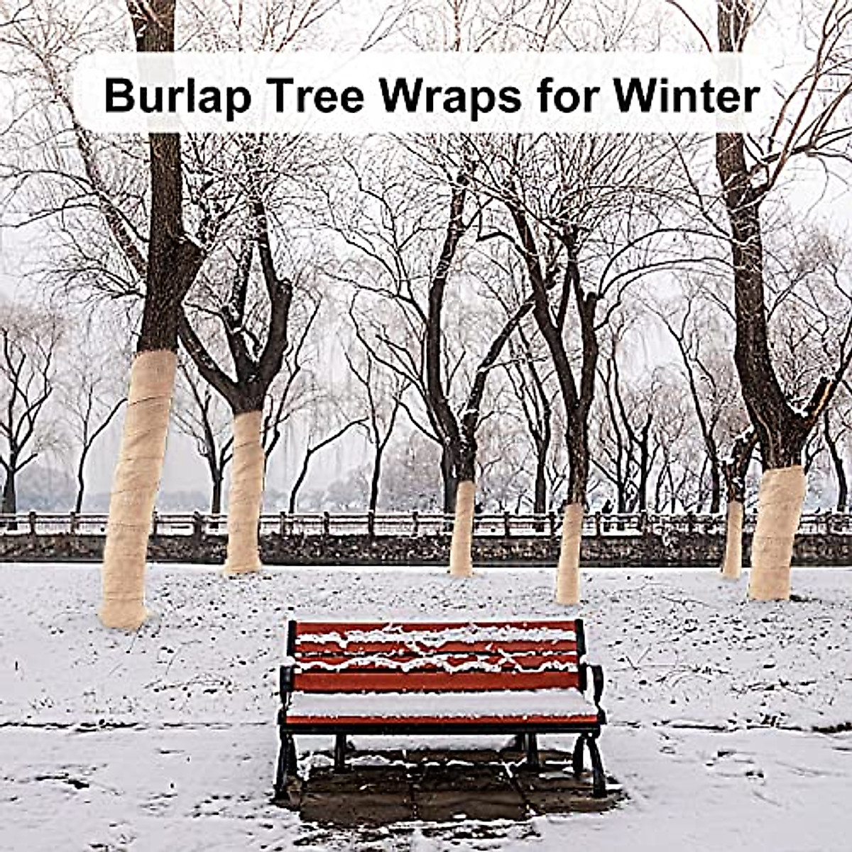 2 Rolls Burlap Tree Protector Wraps, 7.8" × 9.8' Winter Tree Trunk Guards Protector Wrap Burlap Fabric Garden Plants Tree Wrap Antifreeze Bandage bark Protector Wrap for Keeping Warm and Moisturizing