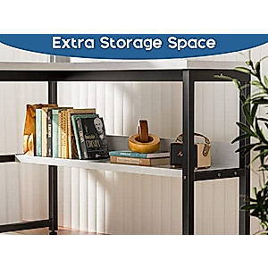 ODK L Shaped Computer Desk, 61" Reversible L Shaped Desk, Corner Computer Desk with Storage Shelves & Monitor Stand, Home Office Desk, Gaming Desk, Corner Desk, Writing Desk, White