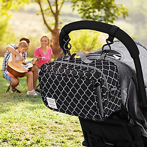 Small Diaper Bag, Mini Stroller Organizer Accessory with Wipe Pockets Caddy Parent Console with Hook Fit All Strollers, Black