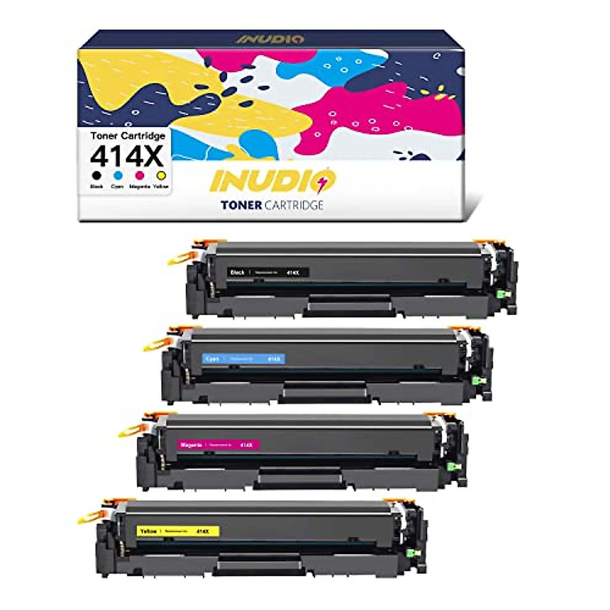 (with Chip) 414X 414A Toner Cartridge 4 Pack Compatible Replacement for HP 414A W2020A 414X W2020X Work with Color Pro MFP M479fdw M454dw M479fdn M454dn M454 M479 Printer (Black Cyan Magenta Yellow)