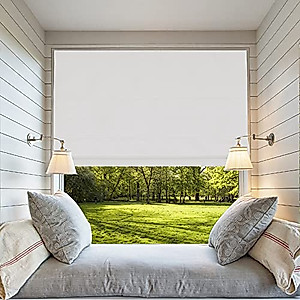SUNFREE Cordless Roman Shades for Windows, Blackout Room Darkening Roman Blinds, Thermal Insulated Window Blinds Treatment, Washable Roman Blind for Living Room, Bedroom, Kitchen, 33" x 64", White