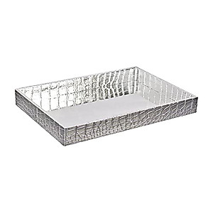 MCBZ Coffee Table Decorative Mirror Tray, Dresser Perfume Cosmetics Storage Tray, Bathroom Toiletries Storage, Jewelry Tray (Silver)