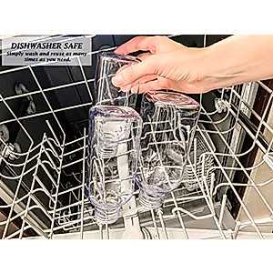 Dishwasher Safe Plastic Juice Bottles with Lids, Free Insulated Bottle Holder, Hot or Cold Drinks, 12pcs 16oz Empty Clear BPA Free Reusable Containers with Caps for Smoothies, Milk and Other Beverages