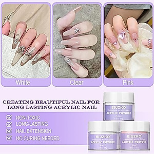 Acrylic Nail Kit, Acrylic Powder and Acrylic Liquid Monomer Set with Nail Prep Primer Top Coat Kolinsky Brush Nail Glue Tips Acrylic Nail Kit with Everything for Beginners