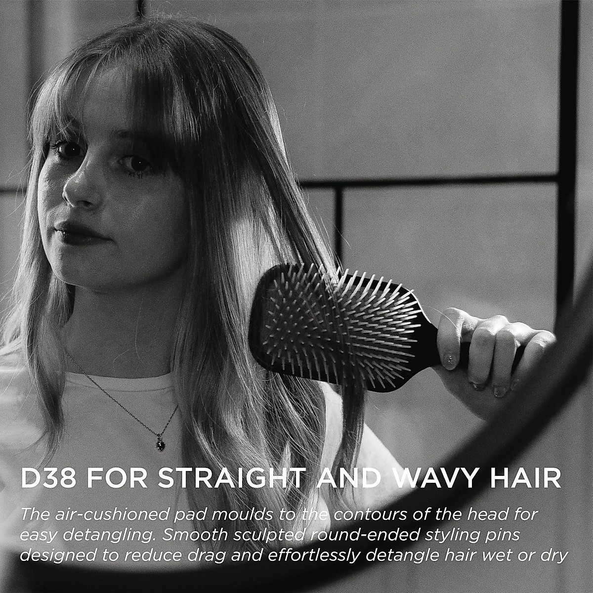 Denman Power Paddle Hair Brush for Fast and Comfortable Detangling, Blow Drying and Styling - Combination of D3 Styling Pins & Paddle Brush - For Women and Men (Red & Black), D38